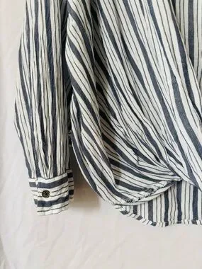 a.n.a | Tops | Ana Blue And White Striped Twist Front Button Down ...